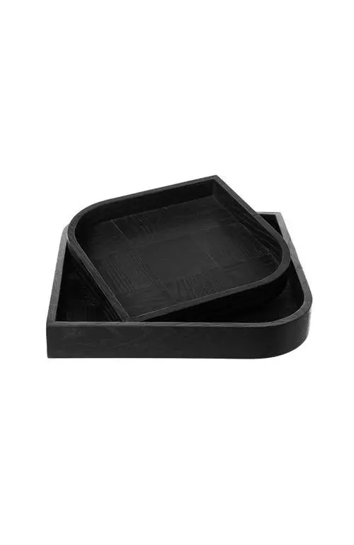 GLITZHOME Set Of 2 Leaf Shape Ash Wood Decorative Trays