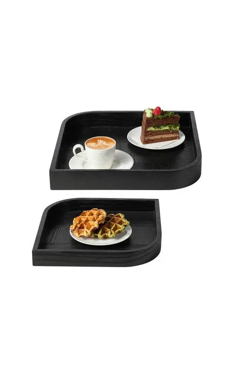 GLITZHOME Set Of 2 Leaf Shape Ash Wood Decorative Trays