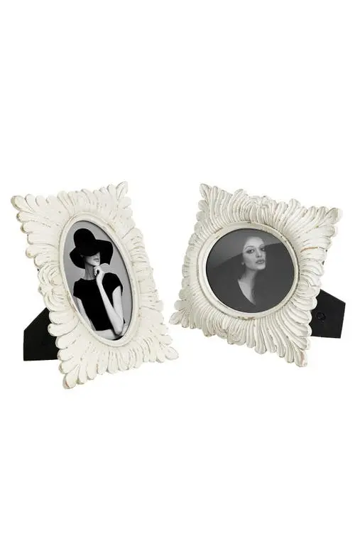 GLITZHOME Set Of 2 Ornate Resin Tabletop Picture Frames-4x6 - White