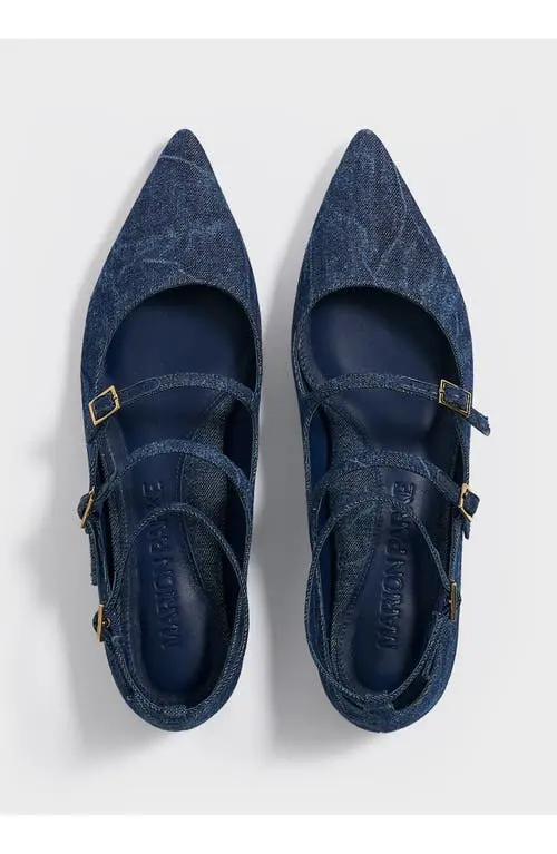 Marion Parke Francine Denim Mary Jane Flats