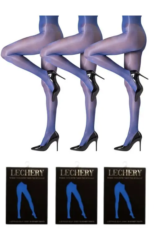 LECHERY® Lustrous Semi-opaque Tights Set Of 3 - Blue