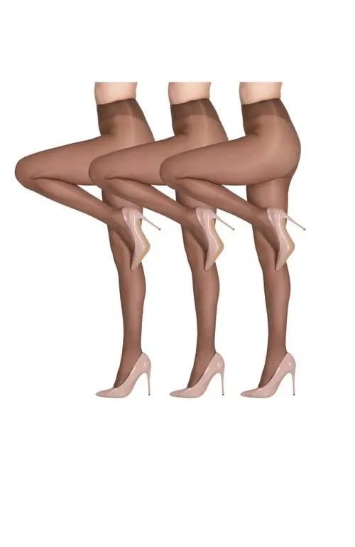 LECHERY® Lustrous Semi-opaque Tights Set Of 3 - Cocoa