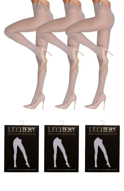 LECHERY® Lustrous Semi-opaque Tights Set Of 3 - Grey