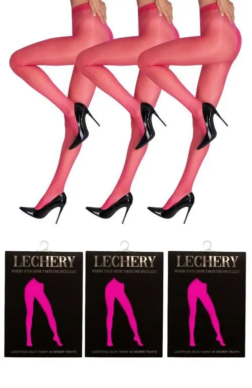 LECHERY® Lustrous Semi-opaque Tights Set Of 3 - Pink