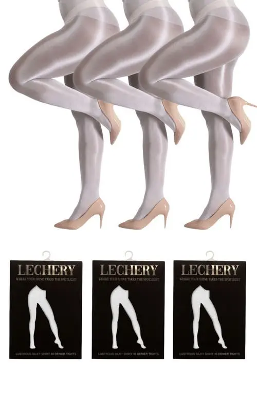 LECHERY® Lustrous Semi-opaque Tights Set Of 3 - White