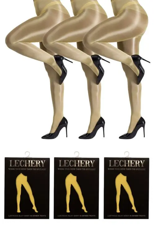 LECHERY® Lustrous Semi-opaque Tights Set Of 3 - Yellow