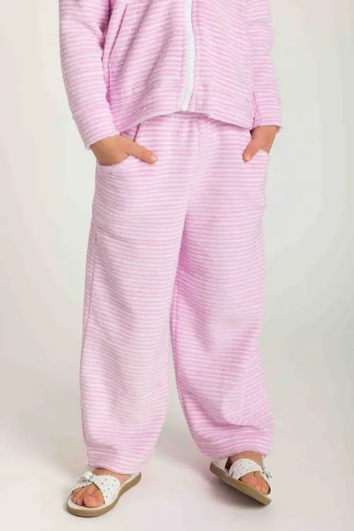 FLORENCE EISEMAN Stripe Terry Wide Leg Pant