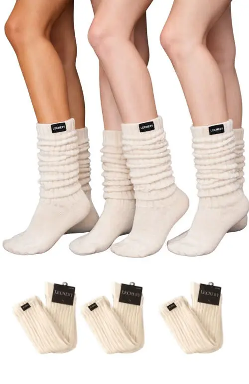 LECHERY® Bundle Of 3 Pairs Of Scrunch Slouchy Socks - Ivory