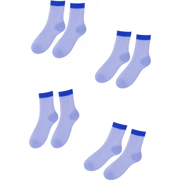 LECHERY® Lustrous Shiny Sheer Socks 4 Pairs - Blue
