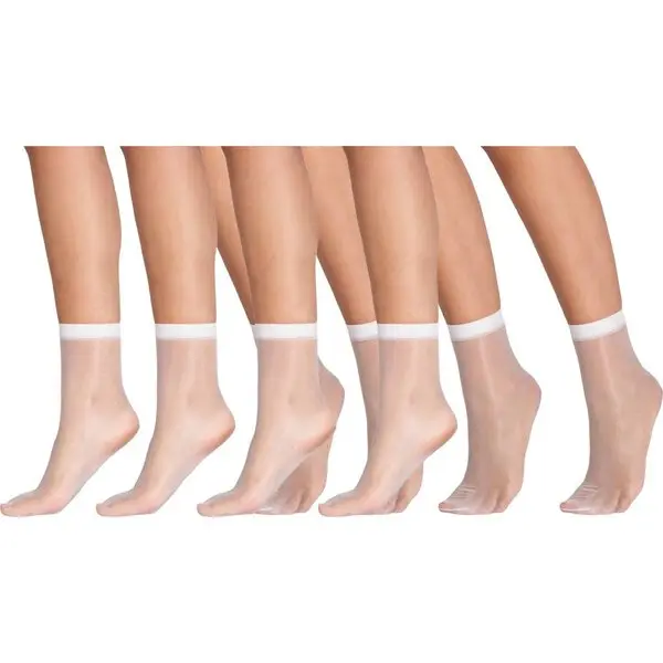 LECHERY® Lustrous Shiny Sheer Socks 4 Pairs - White