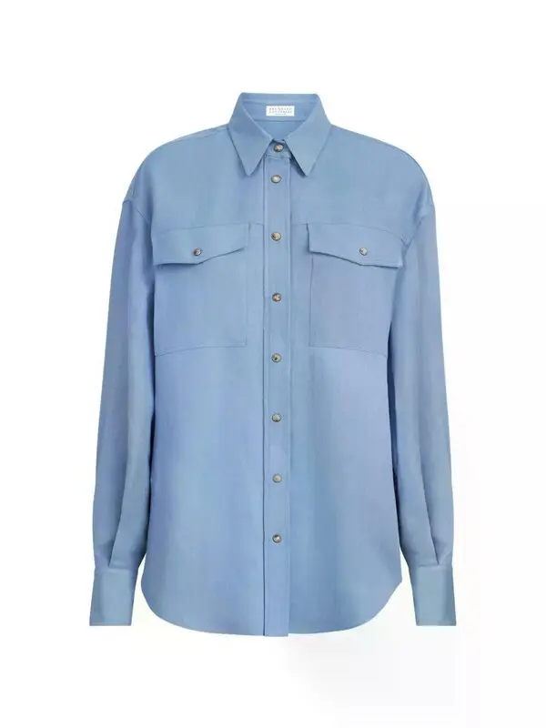 Brunello Cucinelli Viscose And Linen Fluid Twill Shirt - Blue
