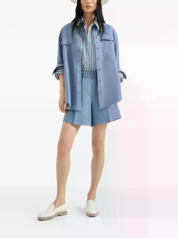 Brunello Cucinelli Viscose And Linen Fluid Twill Shirt - Blue