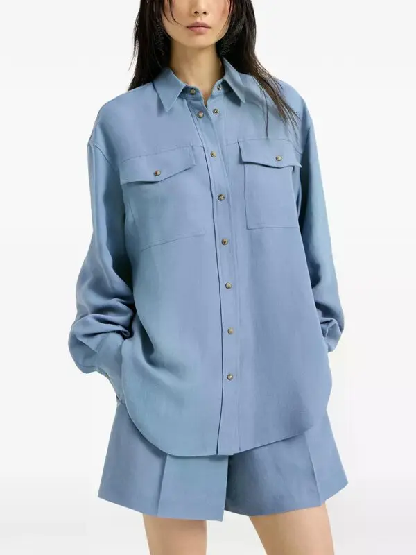 Brunello Cucinelli Viscose And Linen Fluid Twill Shirt - Blue