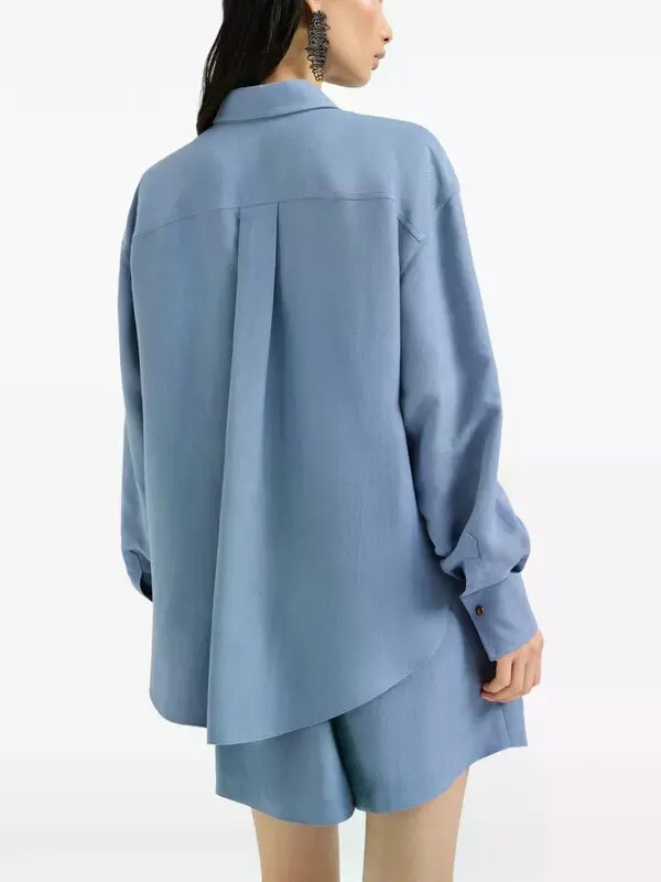 Brunello Cucinelli Viscose And Linen Fluid Twill Shirt - Blue