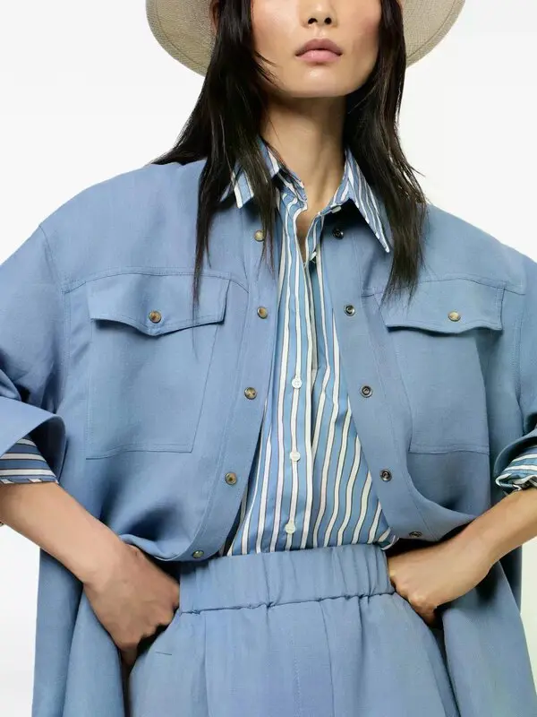 Brunello Cucinelli Viscose And Linen Fluid Twill Shirt - Blue