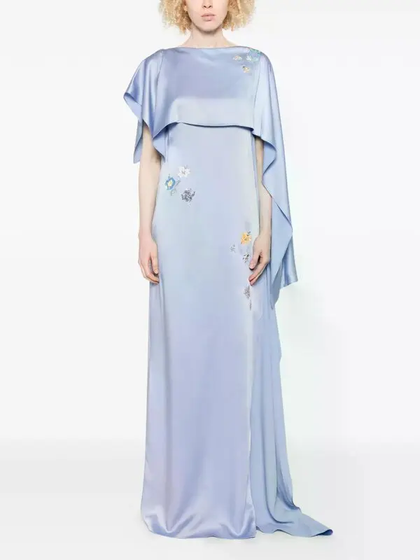 Erdem Floral-embellished Draped Maxi Dress