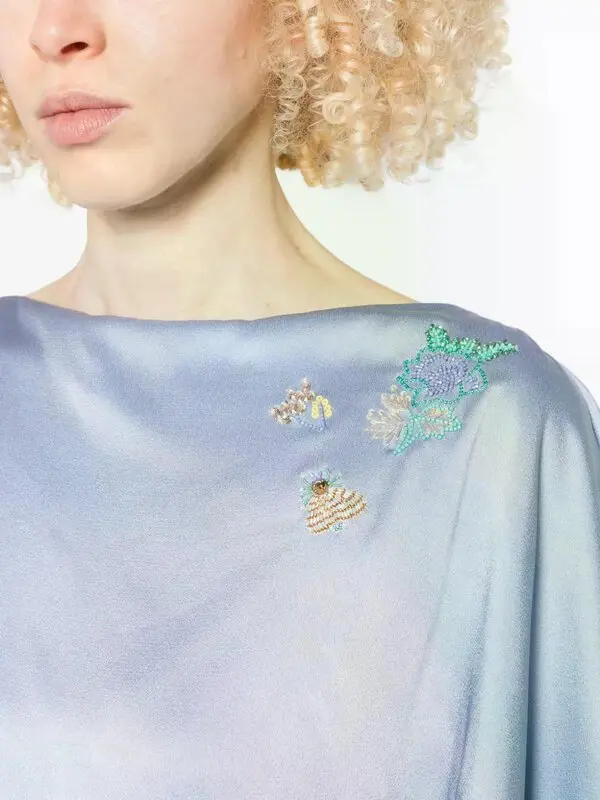 Erdem Floral-embellished Draped Maxi Dress