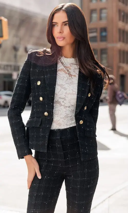 Generation Love Elsa Windowpane Tweed Blazer