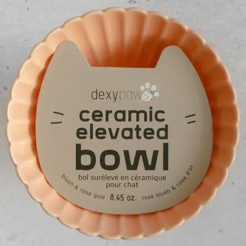 DEXYPAWS Elevated Ceramic Flower Cat Bowl
