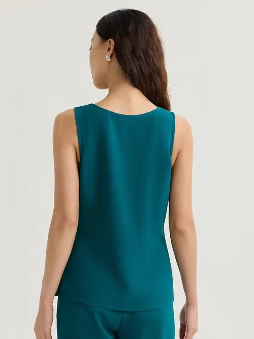 Misook Classic Crepe De Chine Tank Top - Spruce