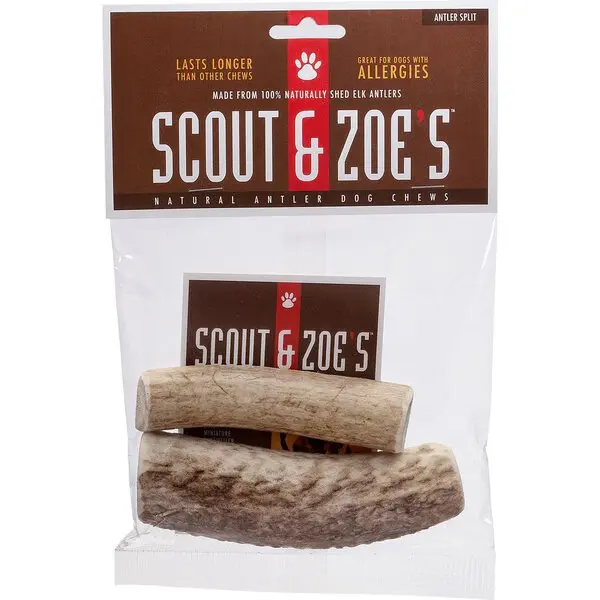 SCOUT & ZOE'S Elk Antler Splits, Dog Chews, Exposed Marrow Pet Treat - Multicolored
