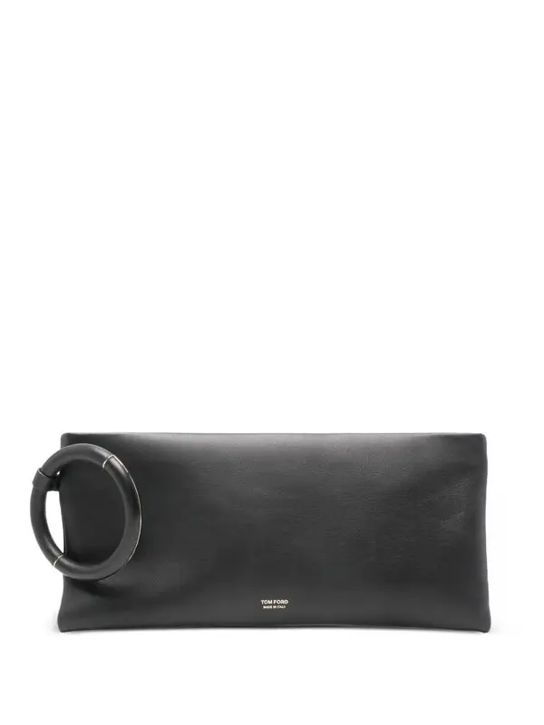 TOM FORD Leather Clutch With Ring Detail - Black