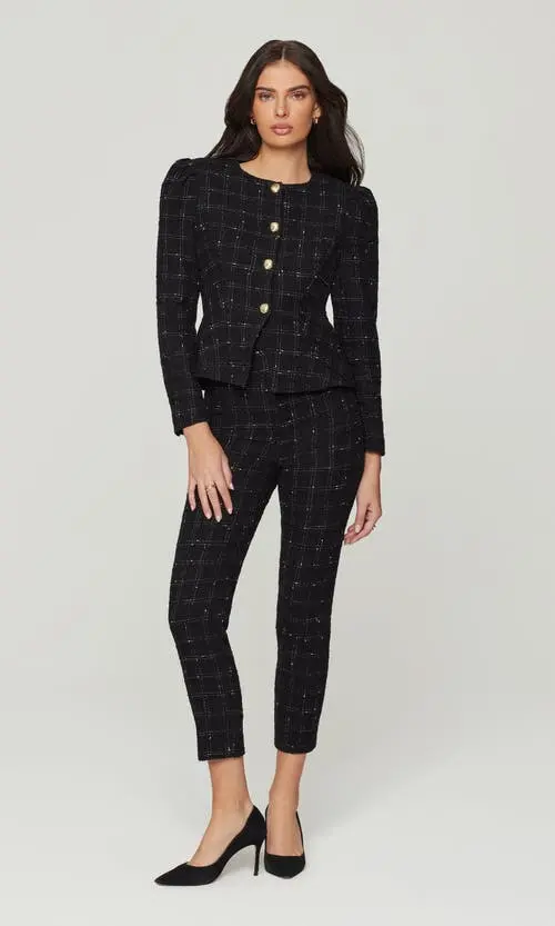 Generation Love Cynthia Windowpane Tweed Jacket - Checkered/plaid/black