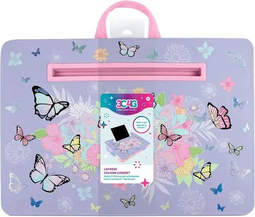 THREE CHEERS FOR GIRLS Butterfly Lap Desk Purple Pastels & Butterflies - Multicolored
