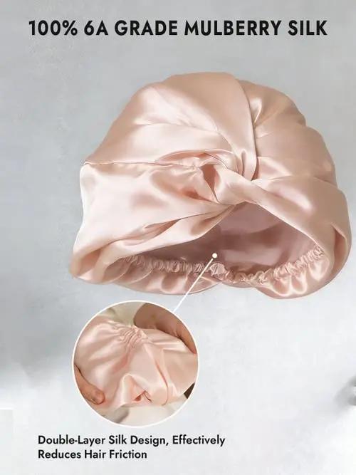 SILKSILKY 22 Momme Pure Silk Hair Wrap - Pink
