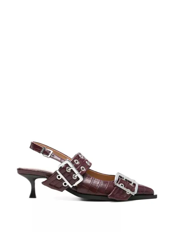 GANNI Buckle-eyelet Pumps - Brown