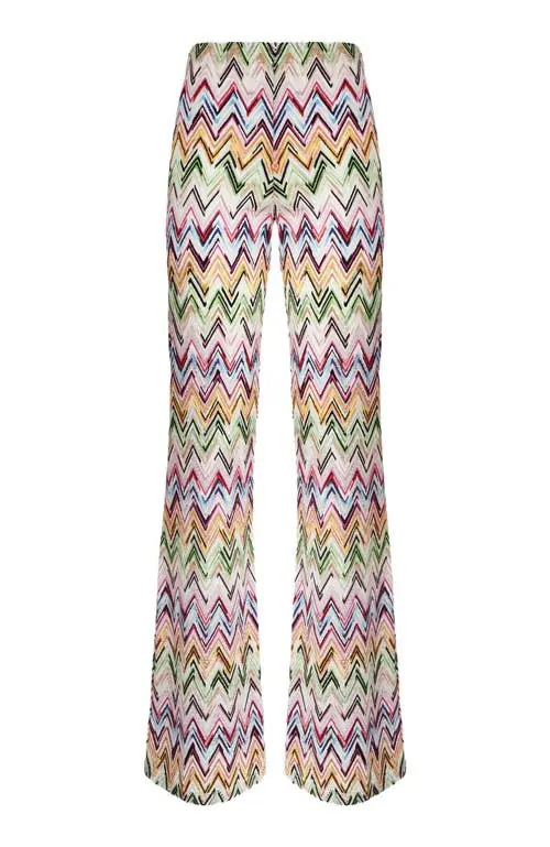 Missoni Flared Pants With Lace Pattern And Zigzag Motif - Multicoloured