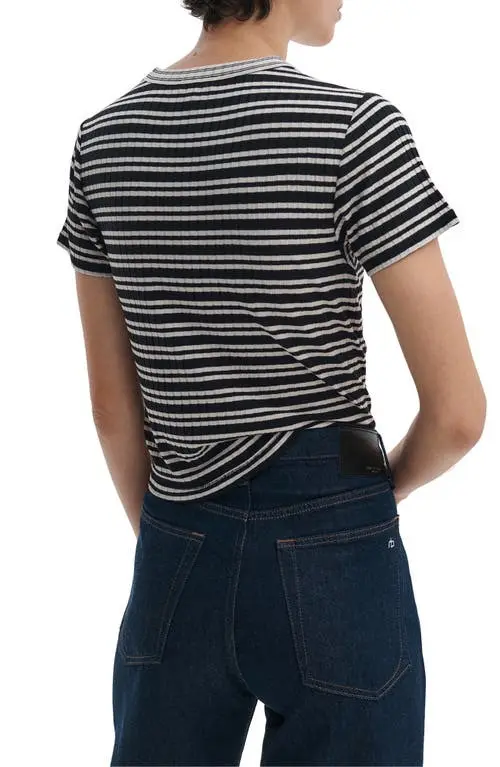 Rag & Bone Luca Rib Stripe T-shirt - Ivory/black Multi