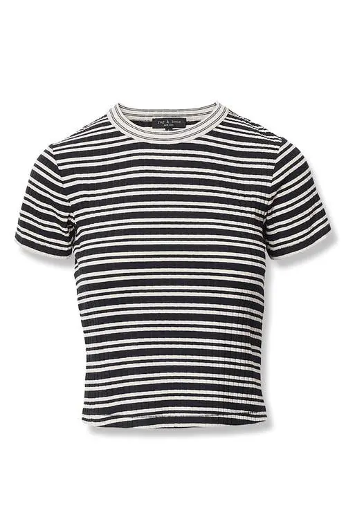 Rag & Bone Luca Rib Stripe T-shirt - Ivory/black Multi