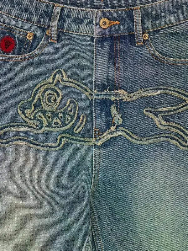 ICECREAM Graphic Appliquéd Cotton Jeans