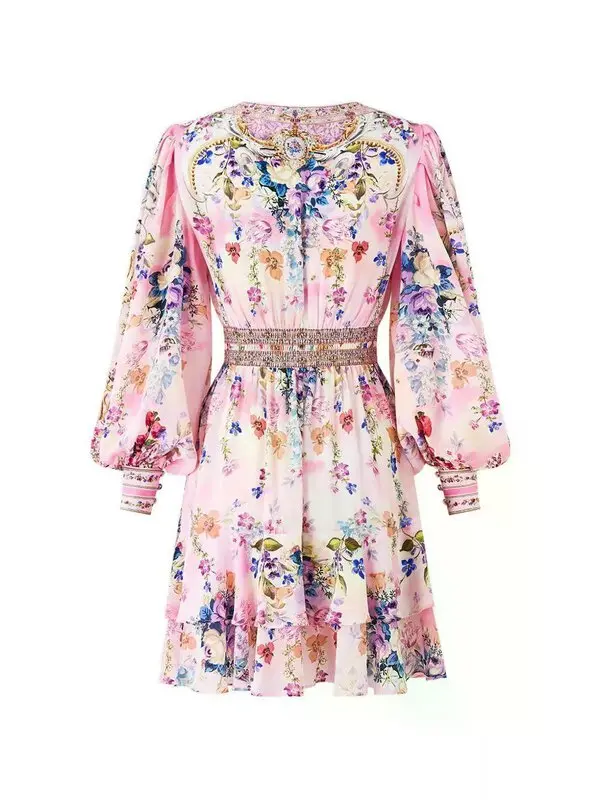 Camilla V-neck Button Mini Dress