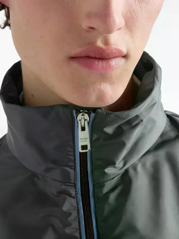 Prada Re-nylon Jacket With Contrasting Details - Grey
