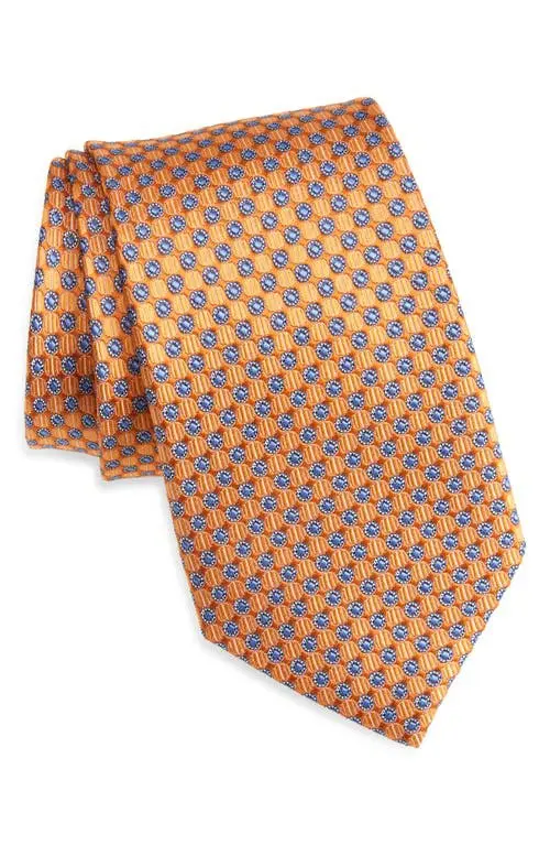 Nordstrom Neat Medallion Silk Neck Tie - Orange