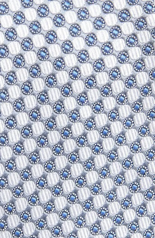Nordstrom Neat Medallion Silk Neck Tie - Silver