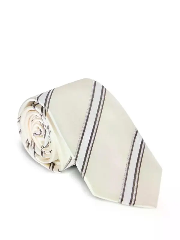 Brunello Cucinelli Regimental Stripe Silk And Cotton Neck Ties