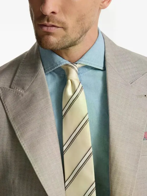 Brunello Cucinelli Regimental Stripe Silk And Cotton Neck Ties
