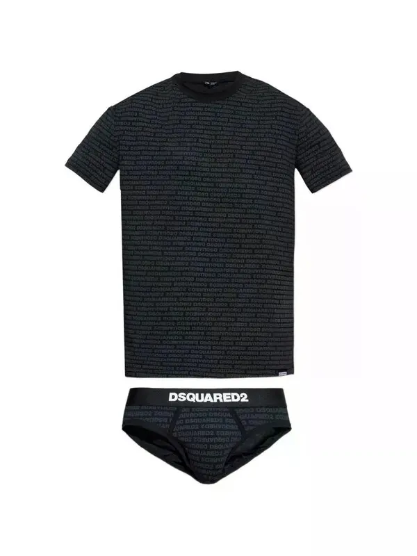 Dsquared2 Logo-print Lounge T-shirt And Briefs Set - Black