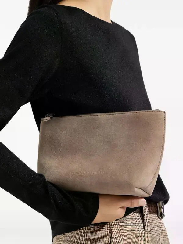 Brunello Cucinelli Suede Pouch - Grey