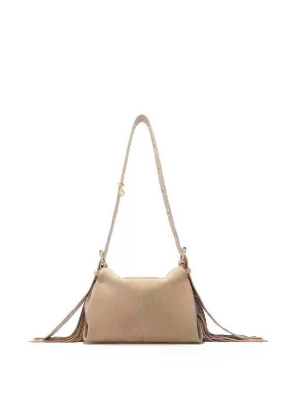 Maje Mini Miss M Shoulder Bag With Fringe Detail - Neutrals