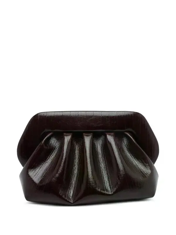 THEMOIRE Gathered-effect Clutch Bag - Brown