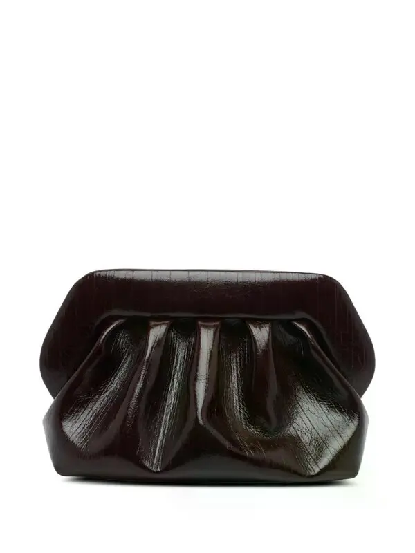 THEMOIRE Gathered-effect Clutch Bag - Brown