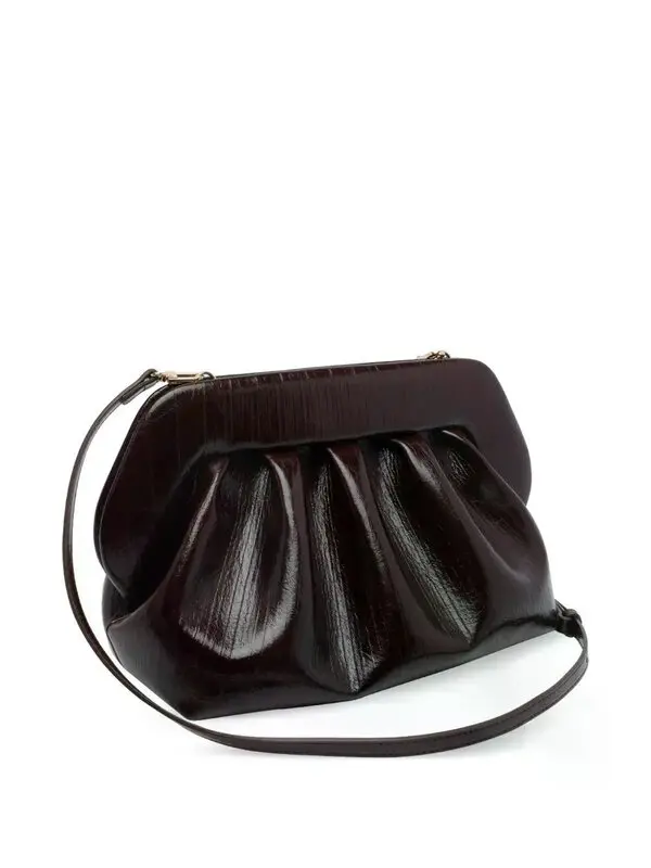 THEMOIRE Gathered-effect Clutch Bag - Brown