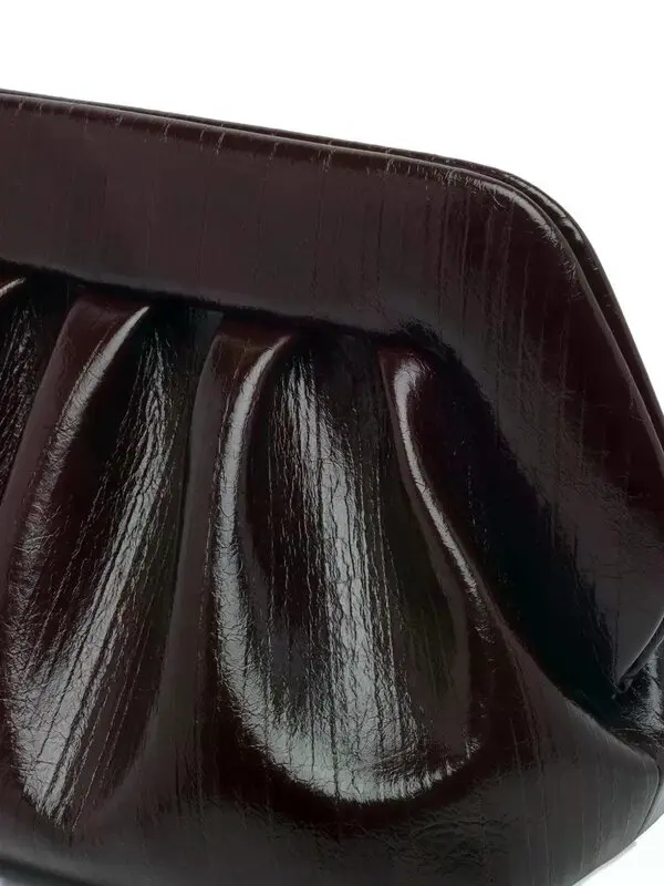 THEMOIRE Gathered-effect Clutch Bag - Brown