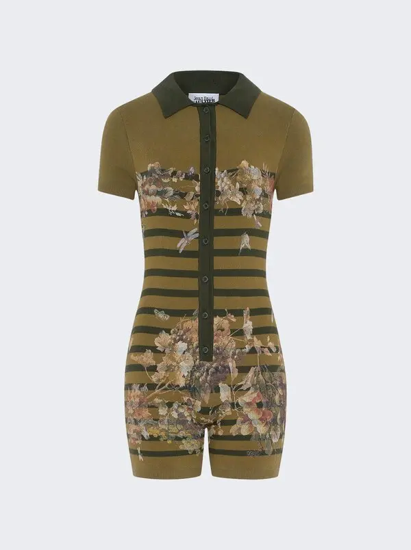 JEAN PAUL GAULTIER Cotton Pique Polo Jumpsuit - Khaki