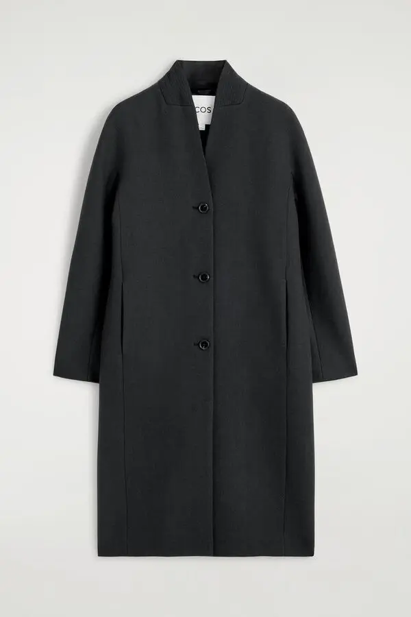 Cos Collarless Wool-twill Coat