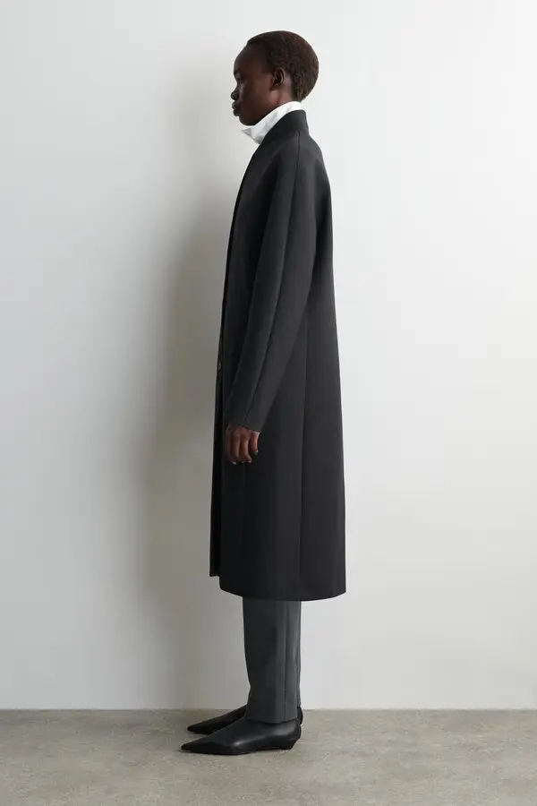 Cos Collarless Wool-twill Coat